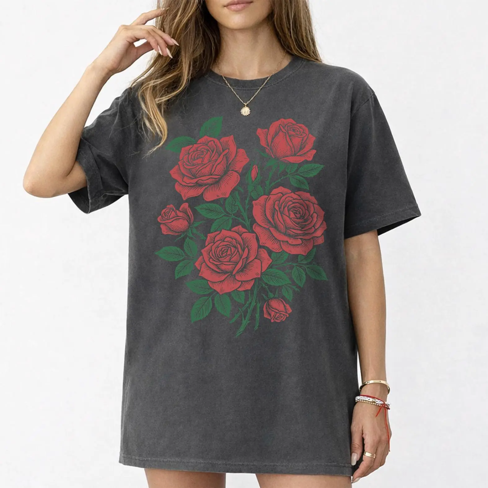 Comfort Colors Red Rose Shirt, Floral Rose Graphic Tee, Gift for Flower ...