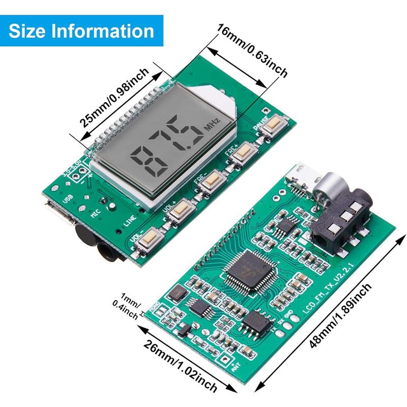 2 Pieces Digital FM Transmitter Module Stereo FM Transmitter DSP PLL 76 ...