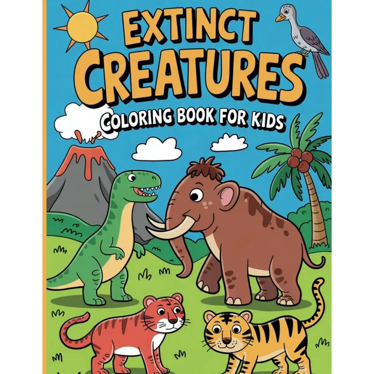 Extinct Creatures Coloring Book for Kids: Dinosaurs, Mammoths, Dodos ...