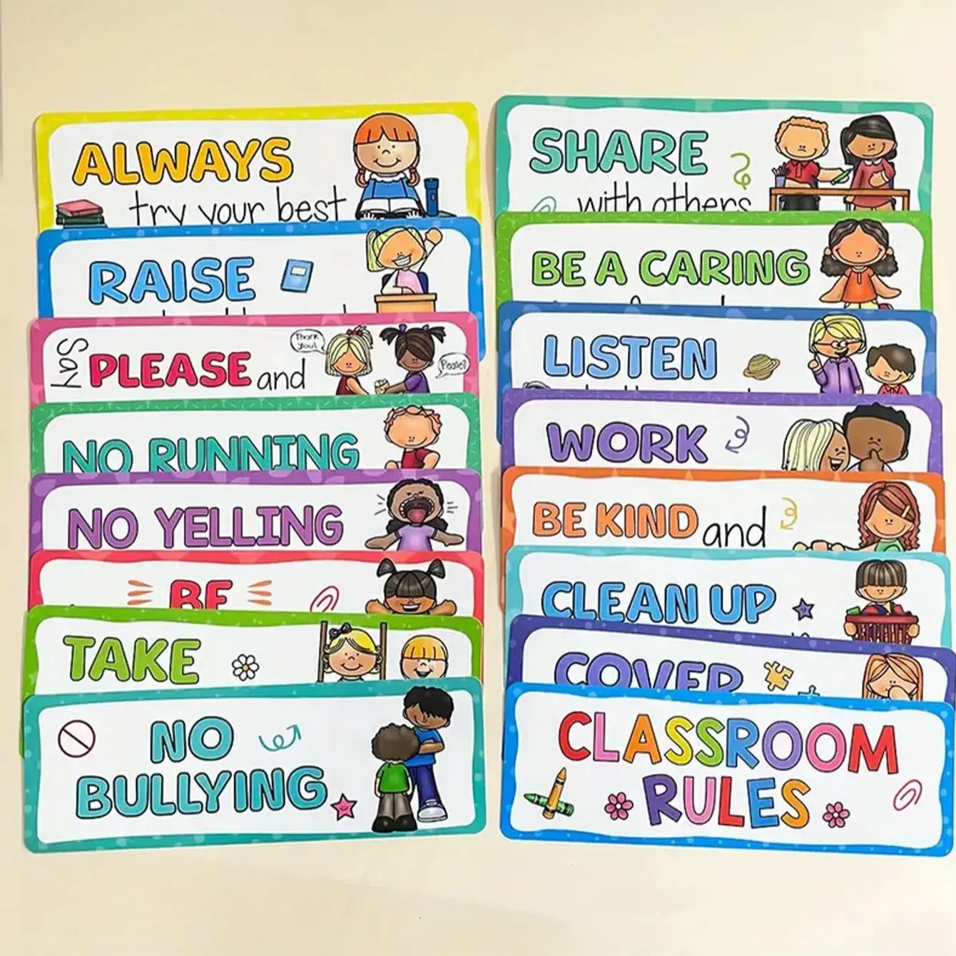 16 Classroom Rules Posters Set, Colorful Behavior Expectations Charts ...