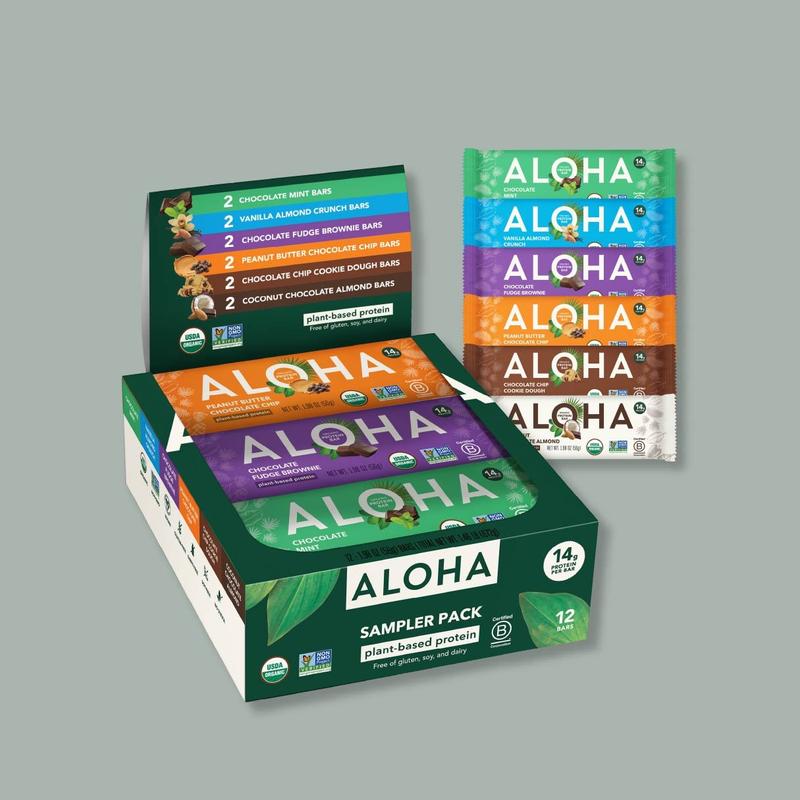 ALOHA Sample Pack Protein Bars Variety Pack - 12 Bars, 6 Flavors ...