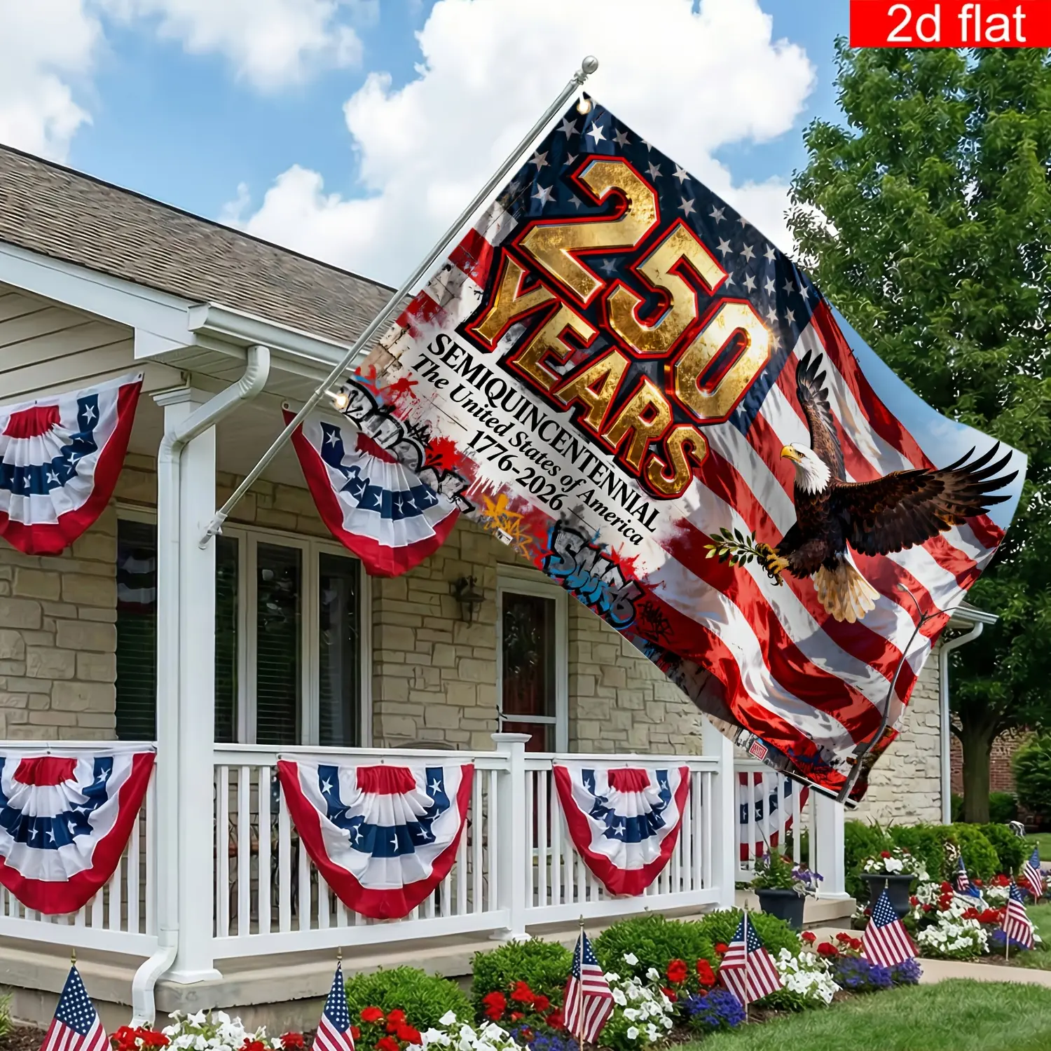 Patriotic 250th Anniversary American Independence Banner, Outdoor ...