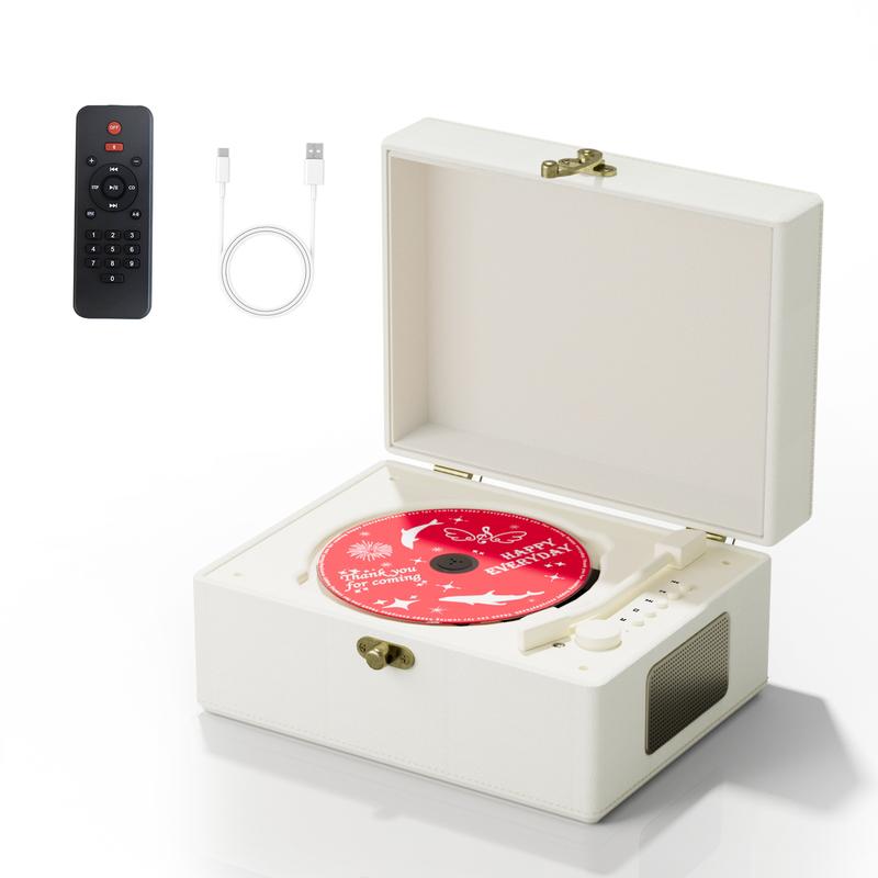 Yintiny Rechargeable Leather CD Player with Speakers; Bluetooth ...