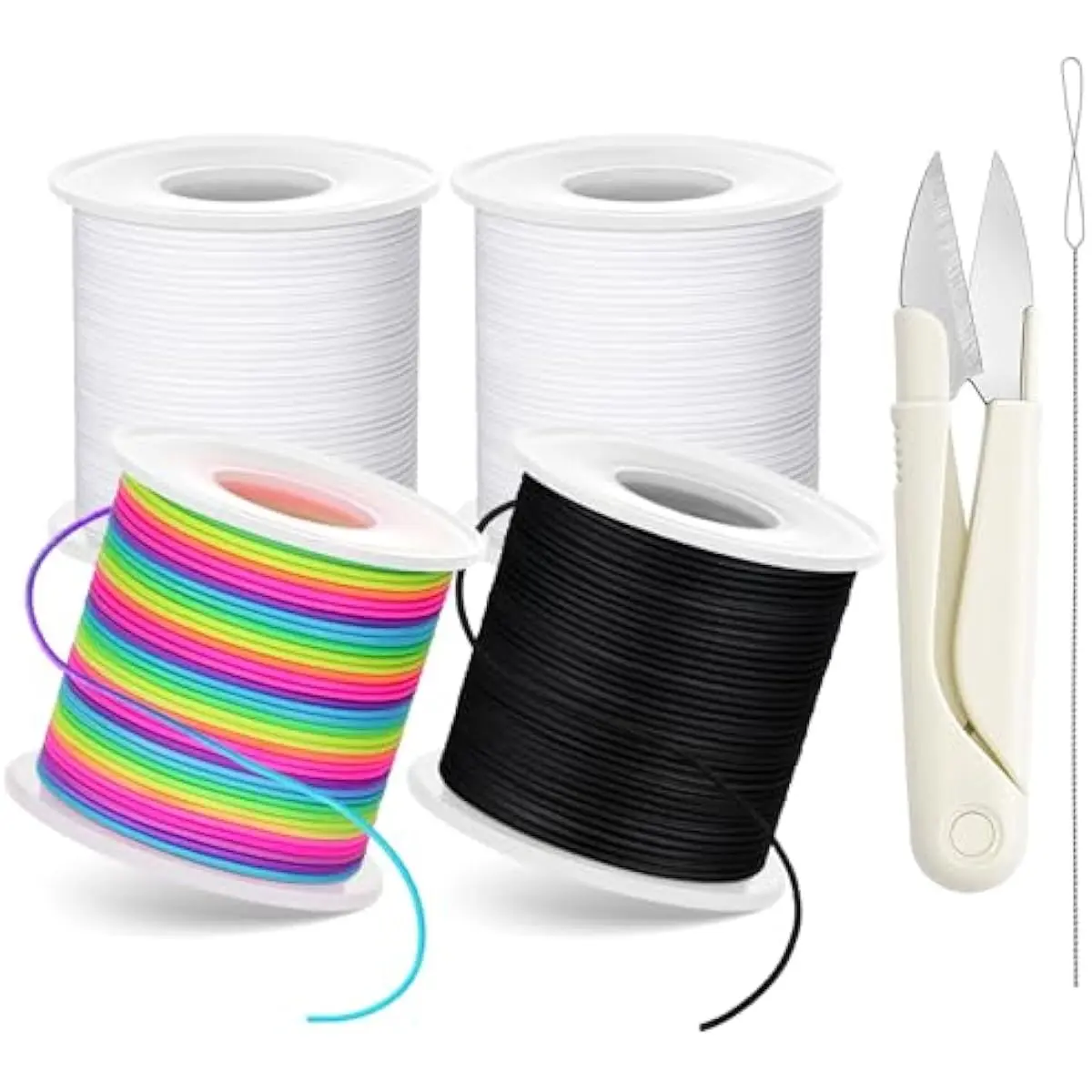 Stretchy Bracelet String Kit with Scissors & Beading Needle, 4 Rolls ...