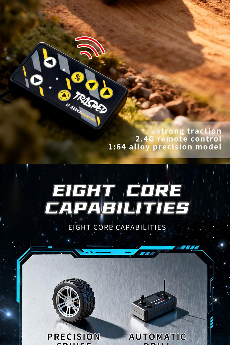 2025 NEW 1/64 Mini RC Monster Truck, Six wheel Metal Off-Road Stomper ...
