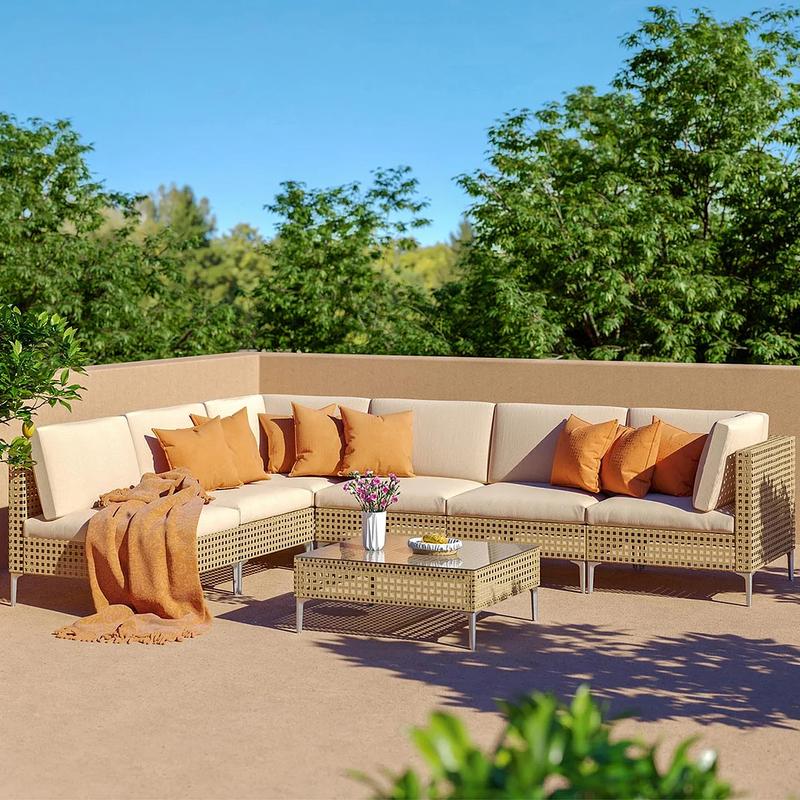 GRAND PATIO Wicker Patio Furniture Set, All Weather Outdoor Sectional ...