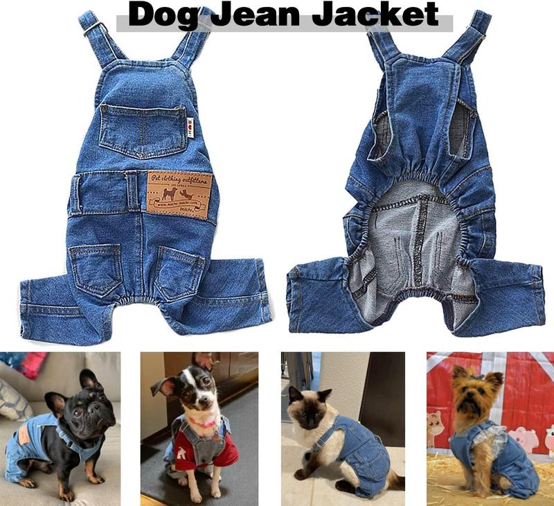 Dog Denim Jumpsuit Costumes Cat Pet Jean Overalls Clothes For Yorkie ...