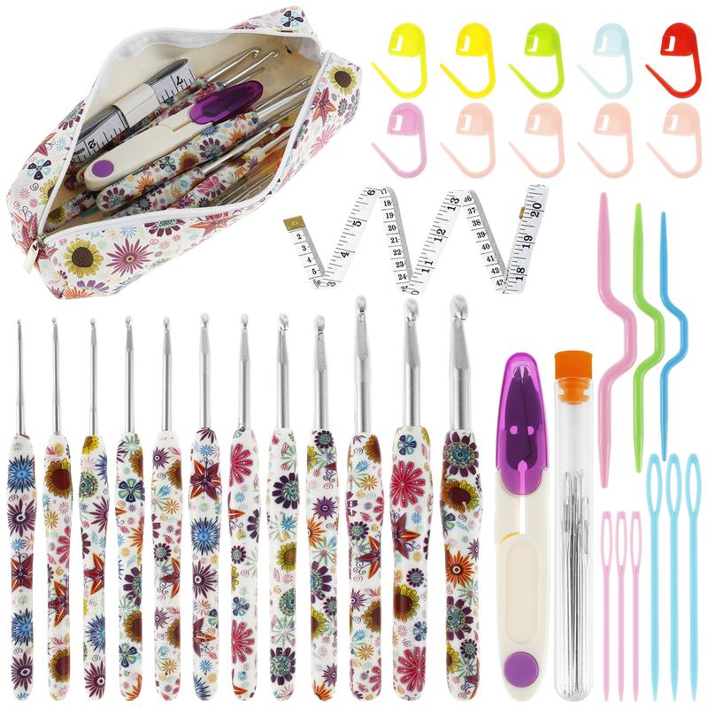42Counts Crochet Hooks Sets for Beginners Full Size Soft Handle Crochet ...