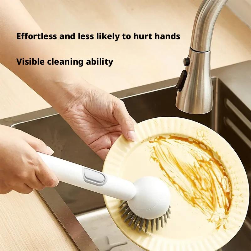 Long Handle Liquid Adding Rotating Pot Brush Household Kitchen Non ...