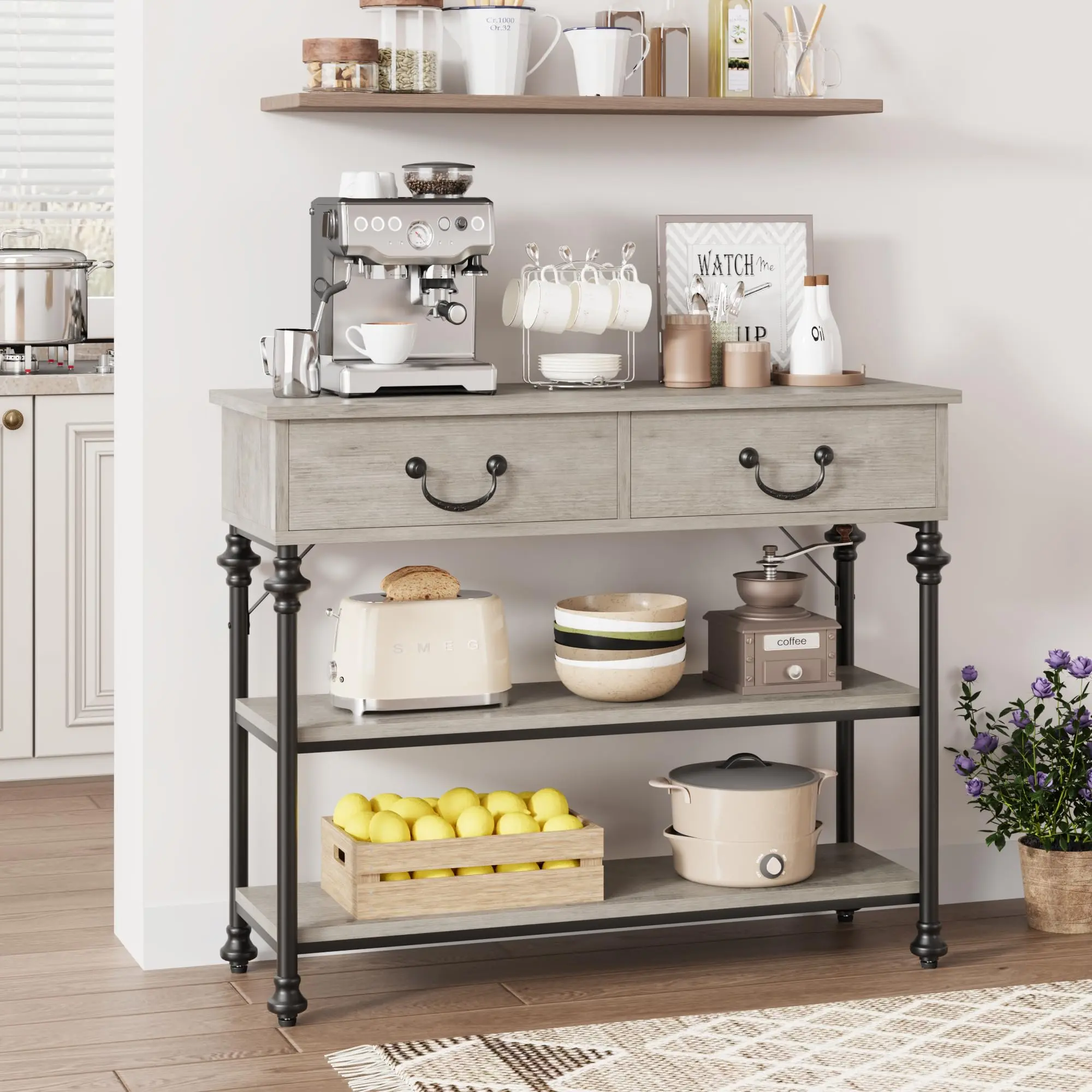 Farmhouse Entryway Console Table, 39'' Sofa Table with 2 Drawers, Entry ...