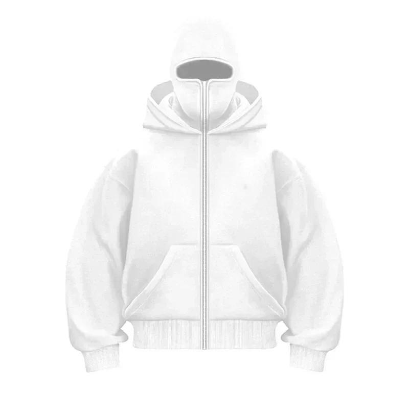 LLLang Blinko Balaclava Jacket Zip Up Fashion Double Layer Hoodie Hip ...