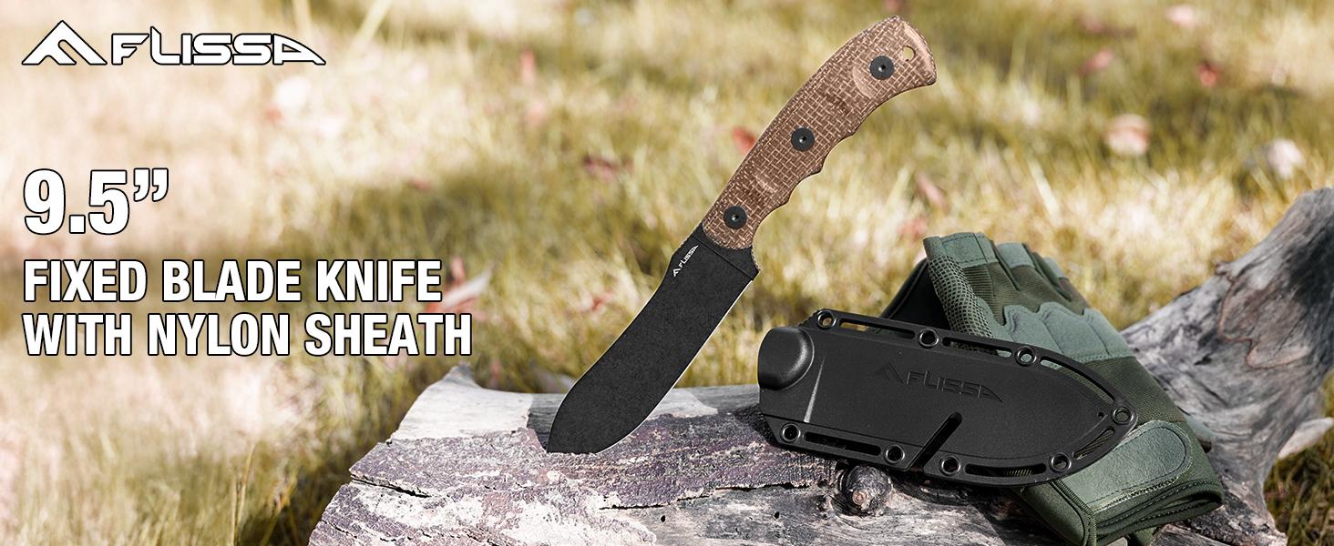 #fathersdaygift FLISSA Fixed Blade Knife with Sheath, 4.7" Full Tang ...