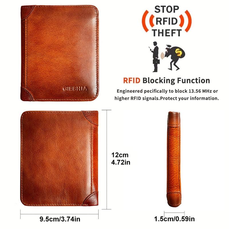Men's RFID Tri-fold Wallet - Durable Cowhide Leather - TikTok Shop