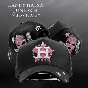 Black Cap with Pink Star & 'H' Rhinestone Logo: Glistening Streetwear ...