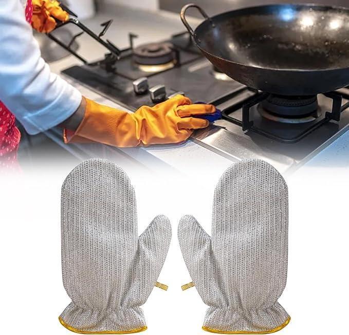 2pcs Multipurpose Silver Wire Dishwashing Gloves Rags for Wet and Dry ...