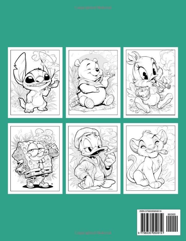 90s Cartoon Stoner Coloring Book: 50 Trippy & Psychedelic Designs for ...