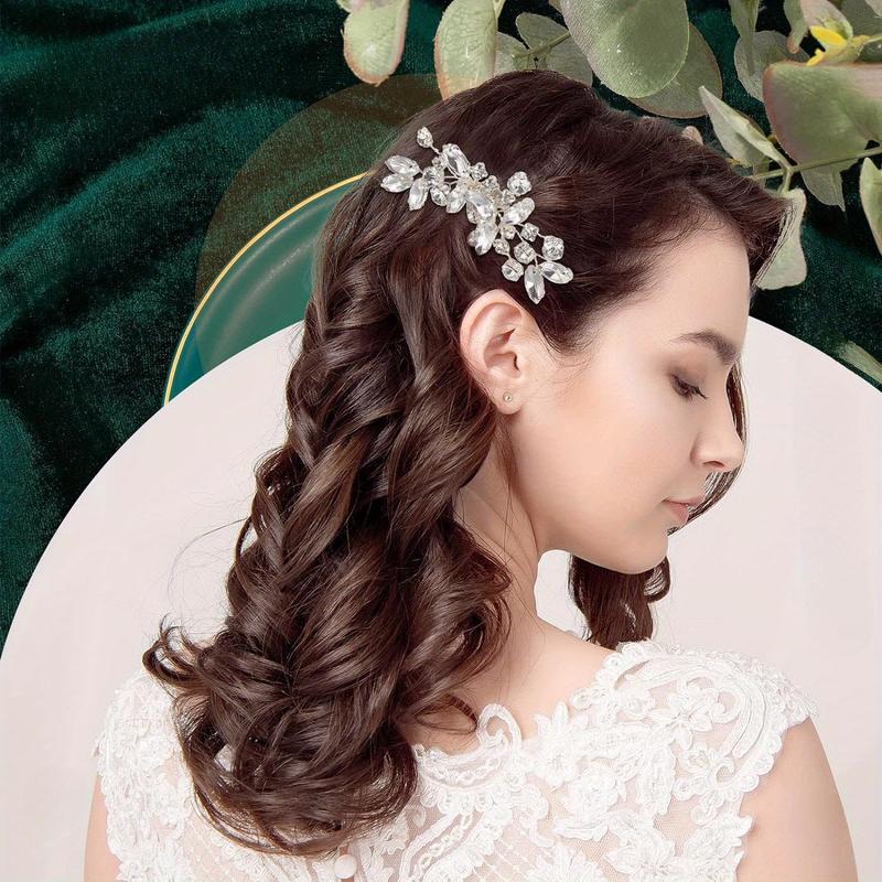 2 Pcs Bridal Wedding Hair Comb Rhinestone Silver Bridal Side Comb ...