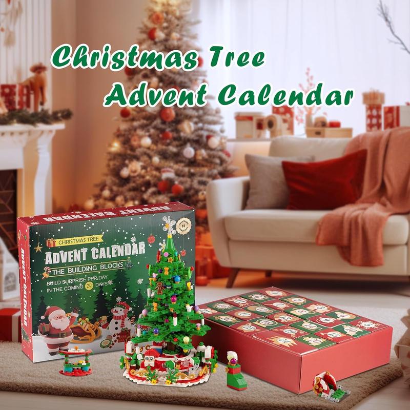 Advent Calendar 2025 Christmas Tree Building Set with LED light, 24 ...