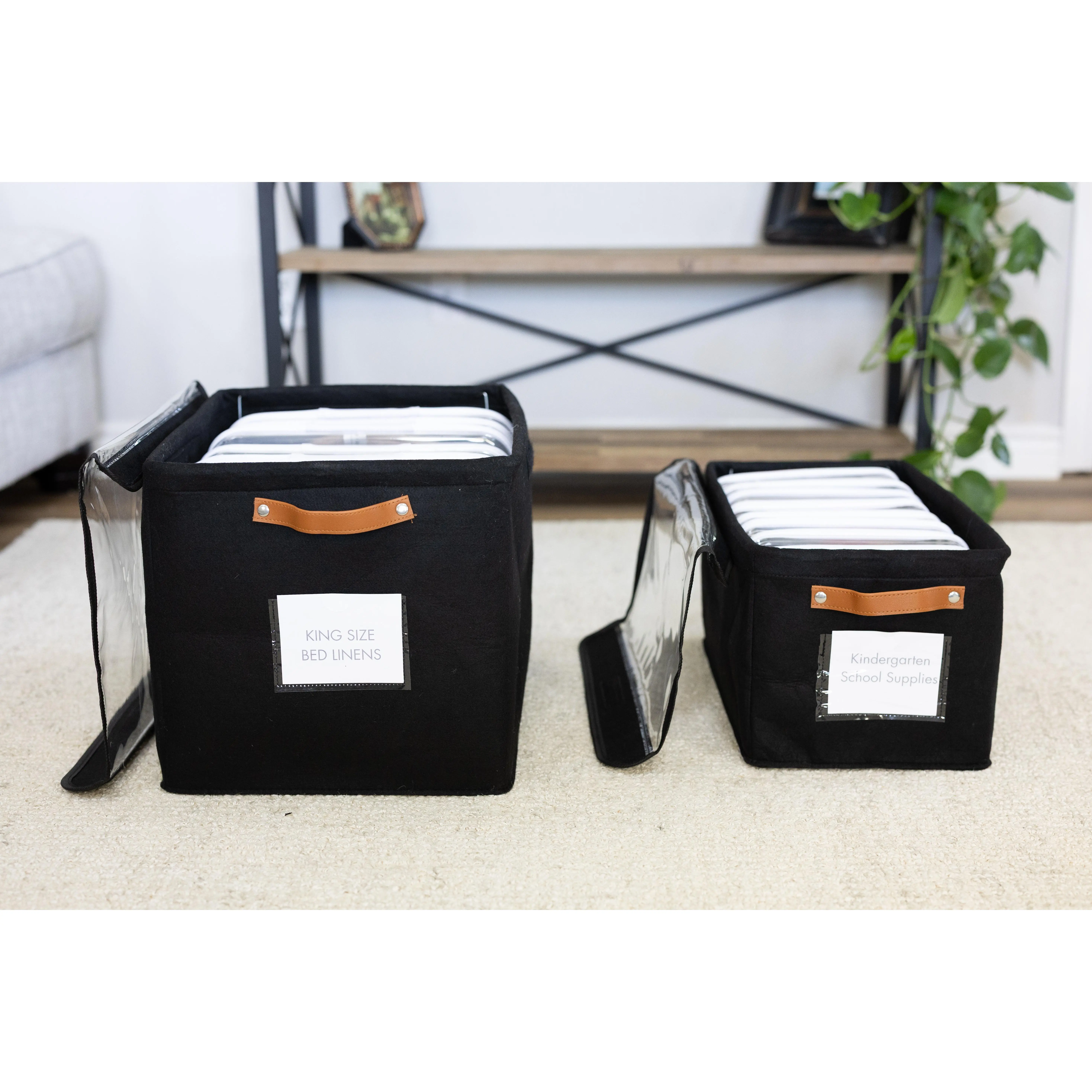 Maple and Lark Bliss Stashers - Collapsible Felt Storage Bin with Clear ...