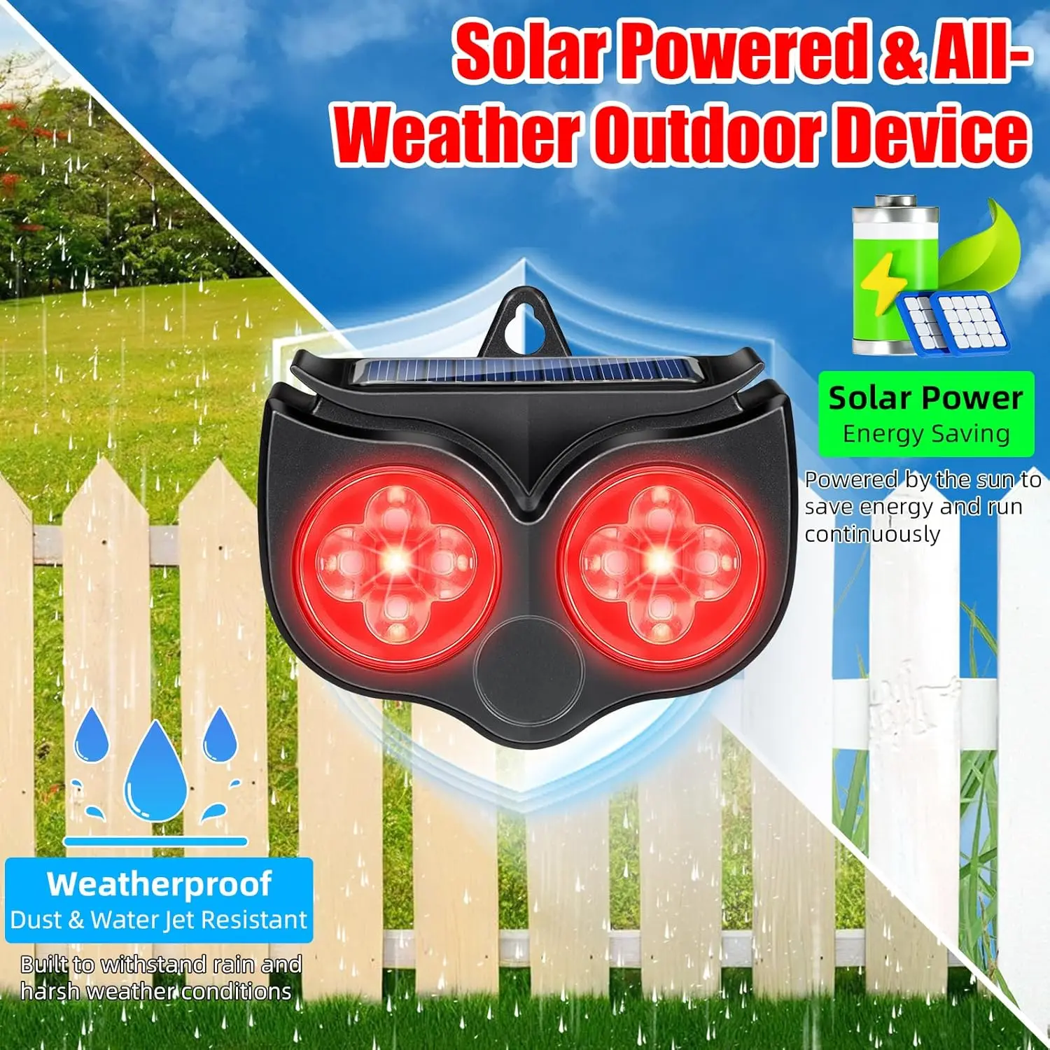 4 Pack Solar Nocturnal Animal Repeller Outdoor Coyote Deterrent ...