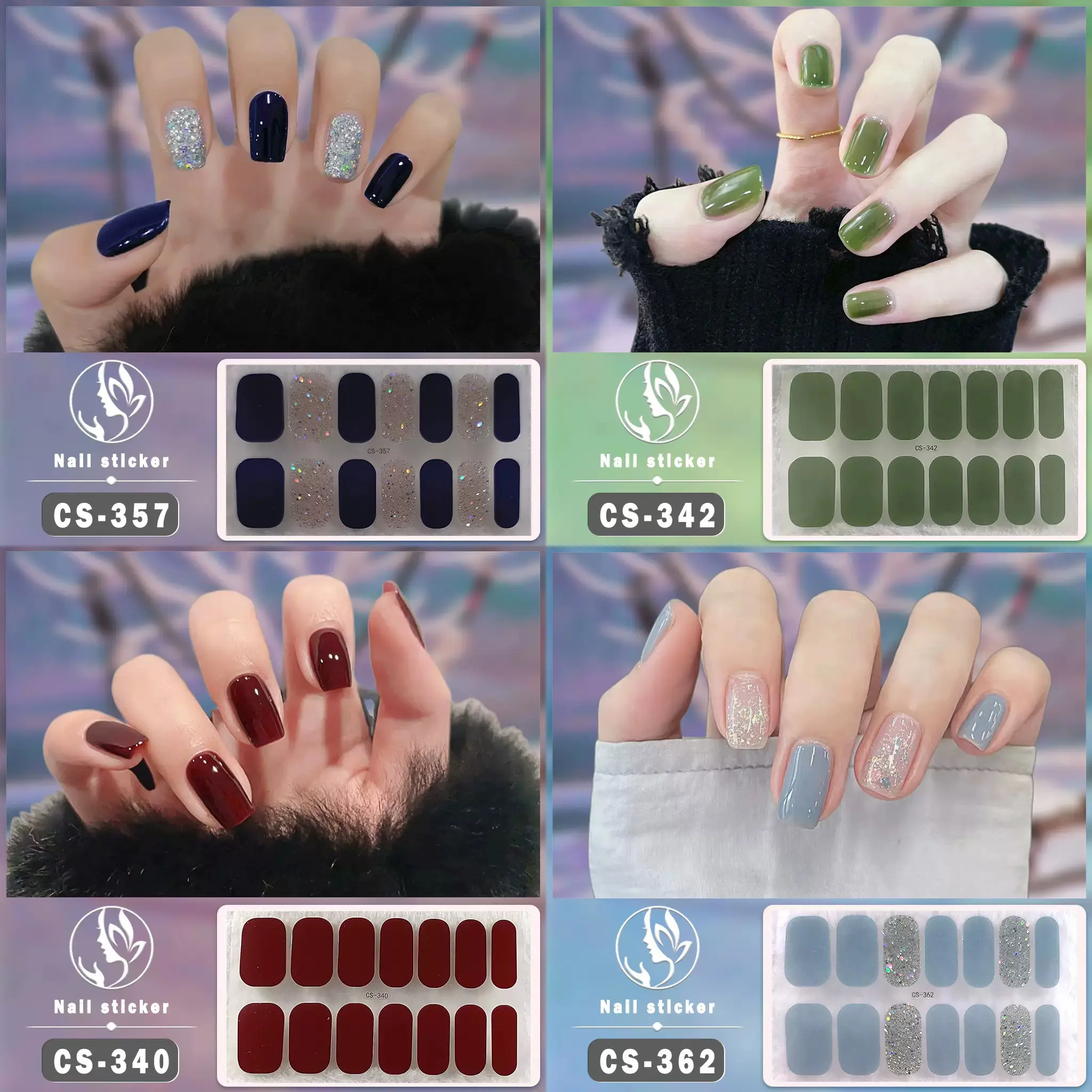 48-Piece Waterproof No-Bake Gel Nail Polish Stickers Full Coverage ...