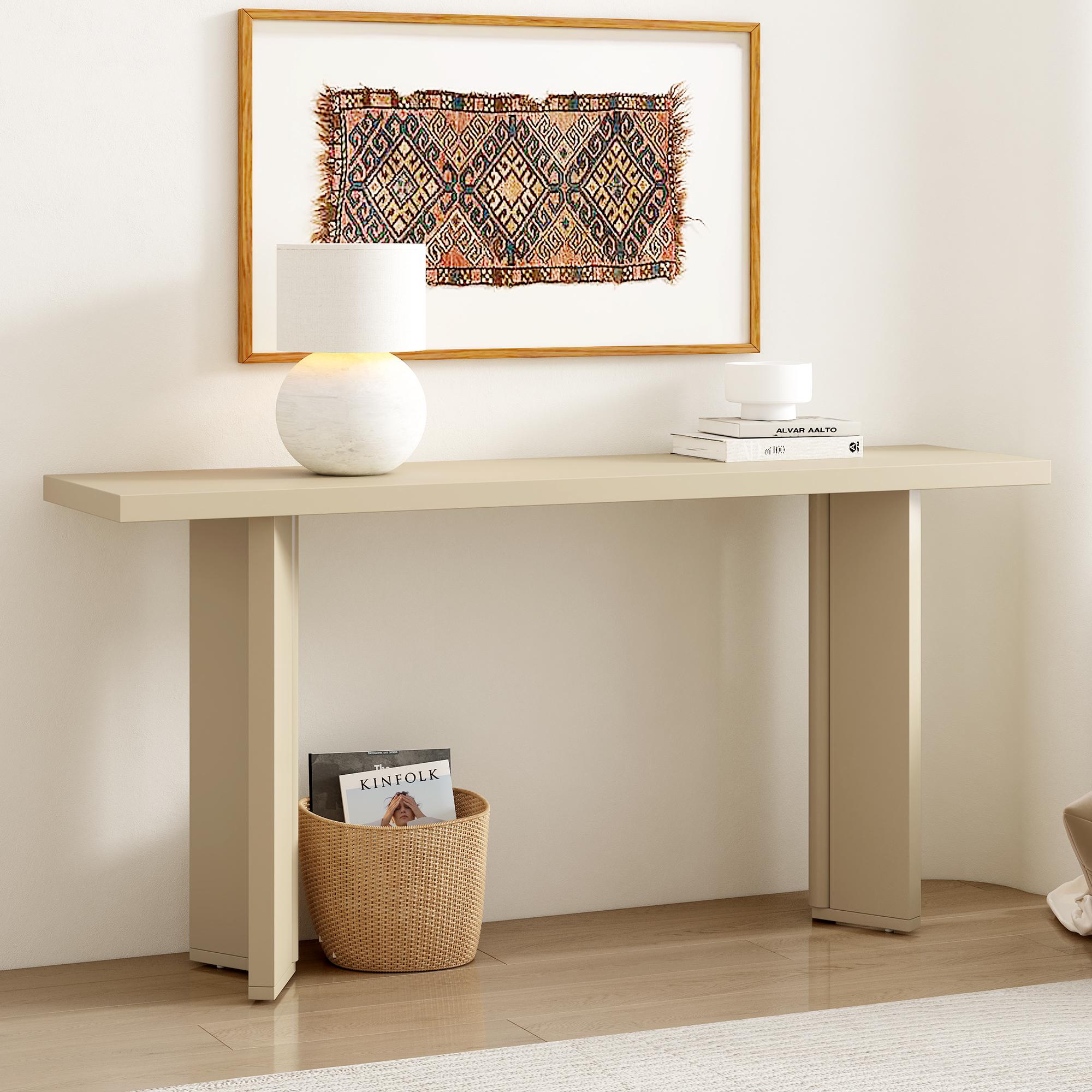 63" Modern Minimalist Pine Veneer Console Table - Modern Accent Table ...