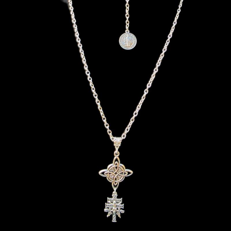 Escapulario Triple Protection Necklace with Cruz de Caravaca Witch Knot ...