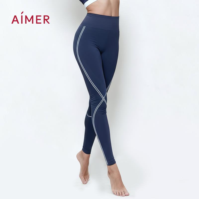 AIMER ChicFit X-Line Leggings Black Blue Malt Color High Waist Seamless ...