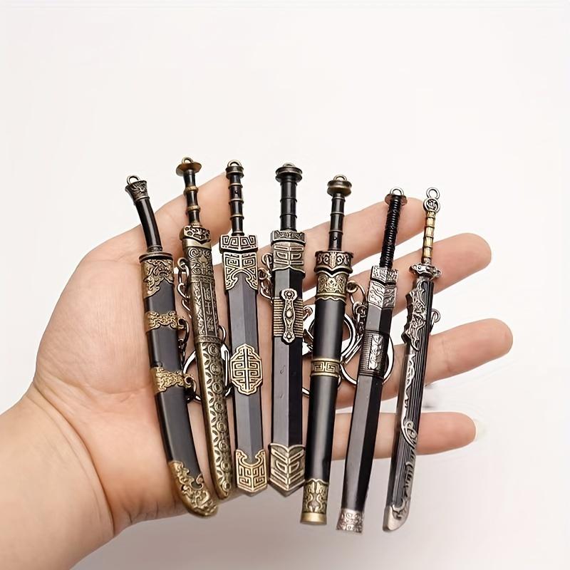 Sword Miniature Set, 7 Counts/set Mini Sword Keychains with Scabbard ...