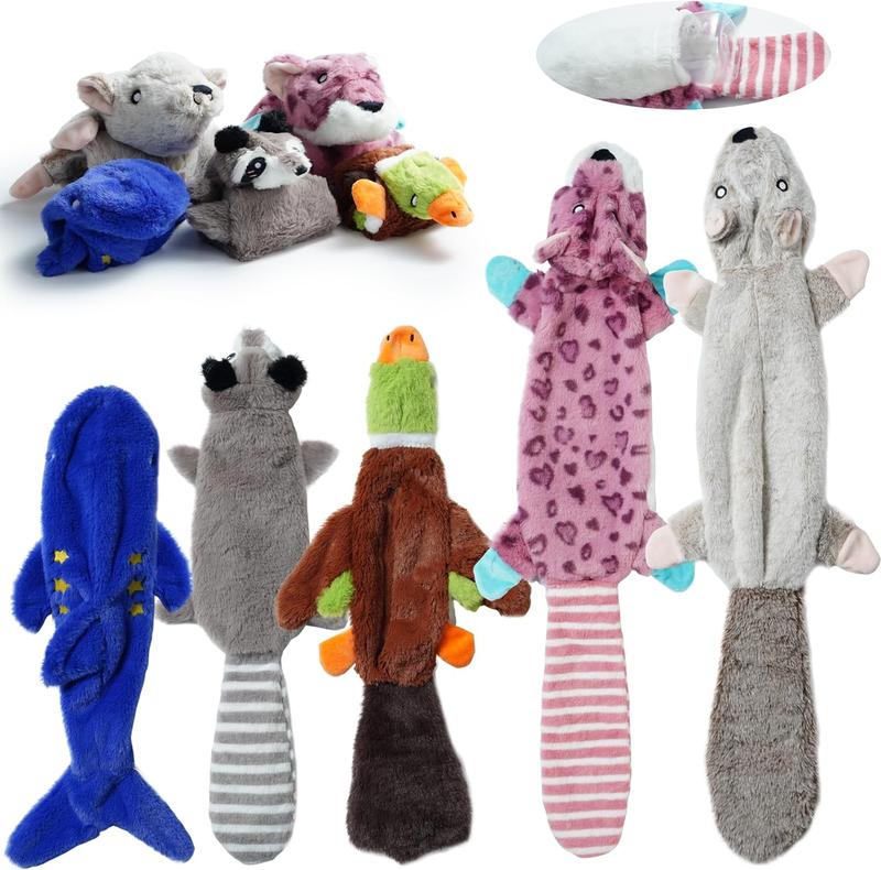 Nocciola 5 PCS Jungle Series Plus Squeaky Stuffless Dog Toys, Belly ...