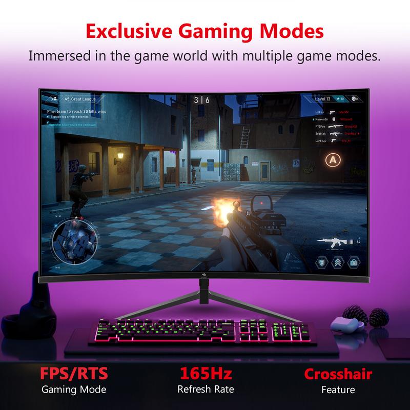 Z-EDGE 27" 165Hz QHD Curved Gaming Monitor 2560x1440 1ms Response Time ...