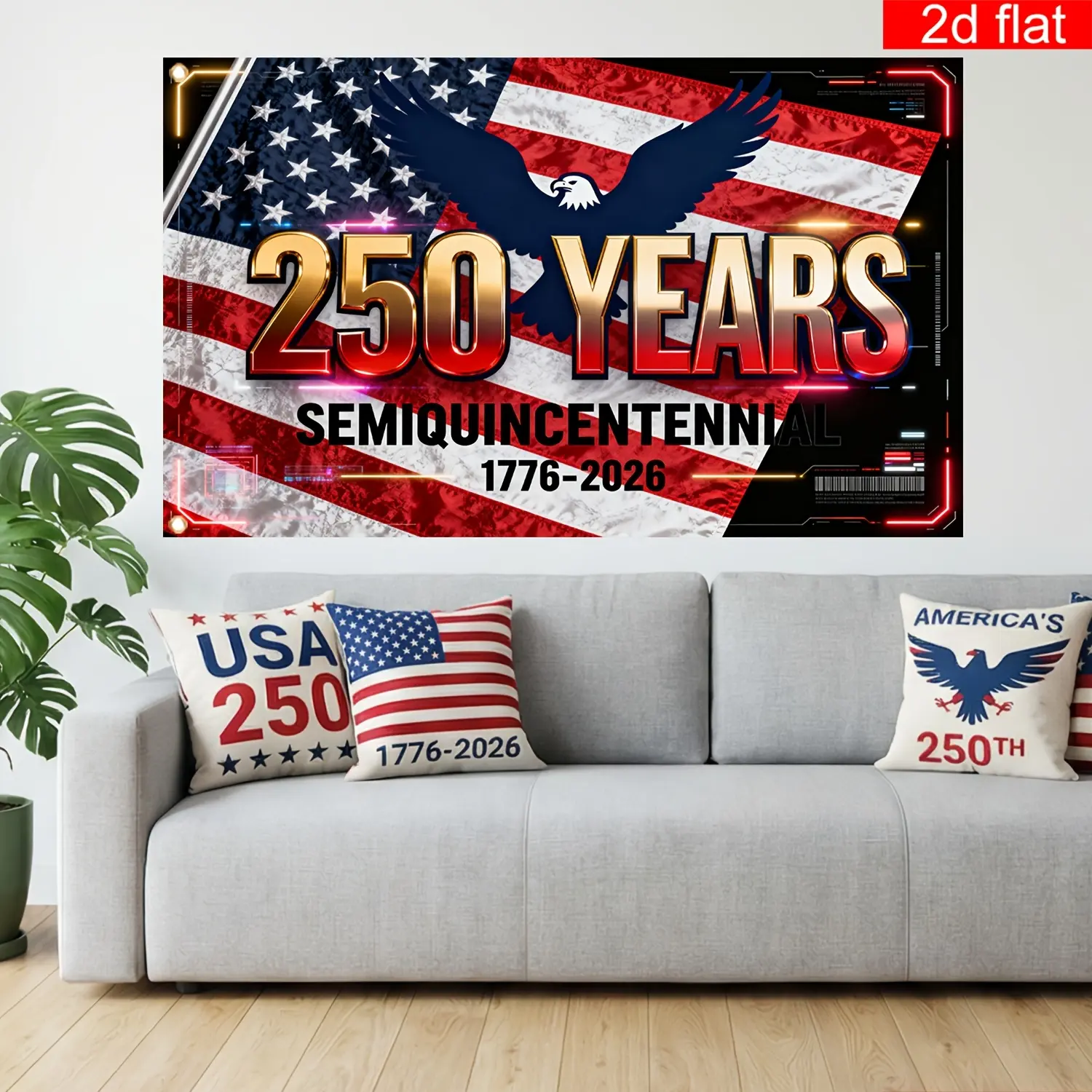 Patriotic 2D Banner for 250th Anniversary of American Independence ...