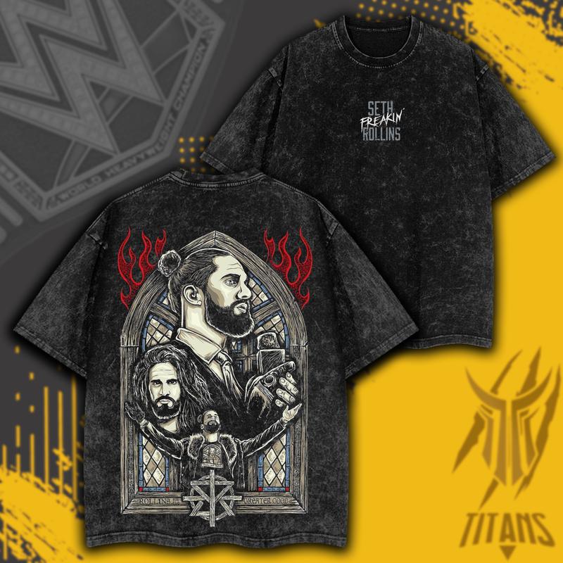 SETH ROLLINS FREAKIN premium acid washed WWE tee, Wrestling lover tee ...