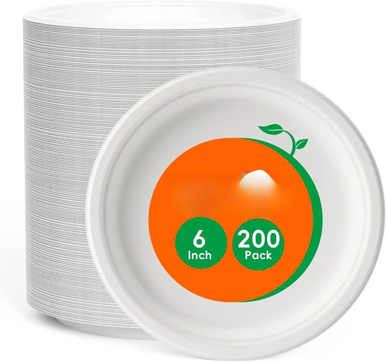 6 Inch Disposable Compostable Small Paper Plates, 200 Pack Recycled ...