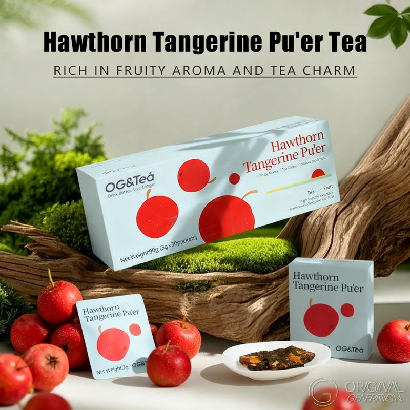 Hawthorn Tangerine Puer Tea 90g (3g×30pcs) One Piece Is Enough For ...
