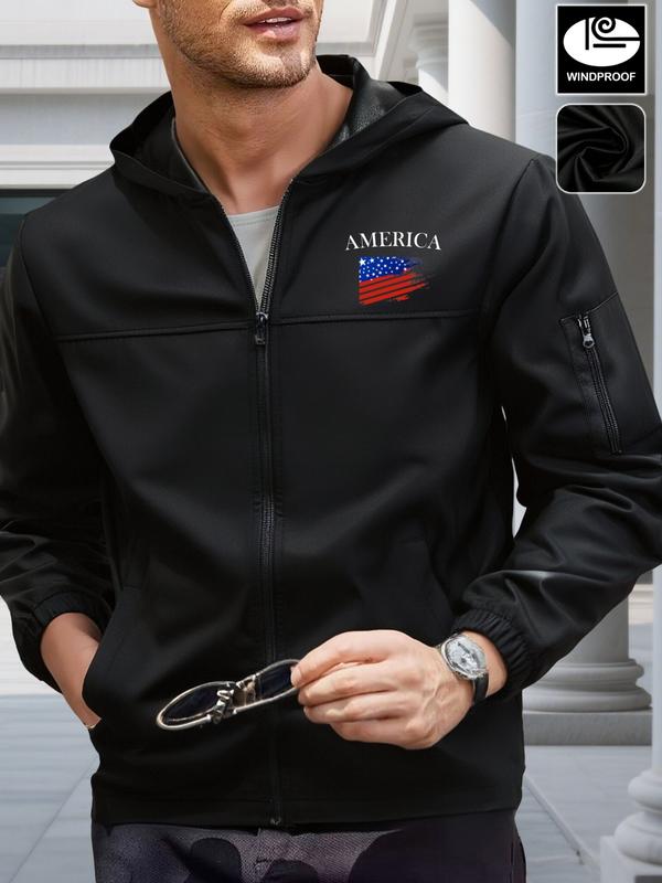 Men's Waterproof Hooded Zipper Jacket, Casual Outdoor Sports Coat ...