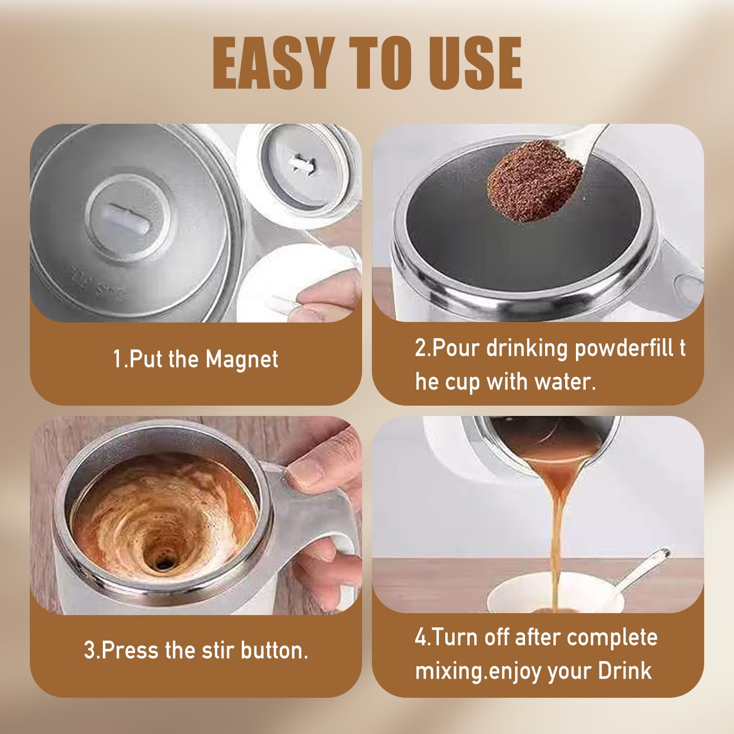 Automatic Self Stirring Coffee Mug | Rechargeable Magnetic Mixing Cup ...