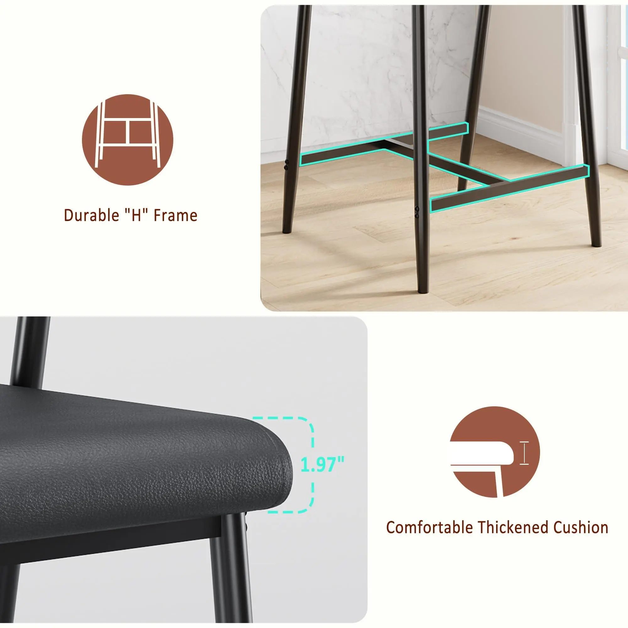 Bar Stools Set of 2 with Arms, 26" Counter Height Barstools Set with ...