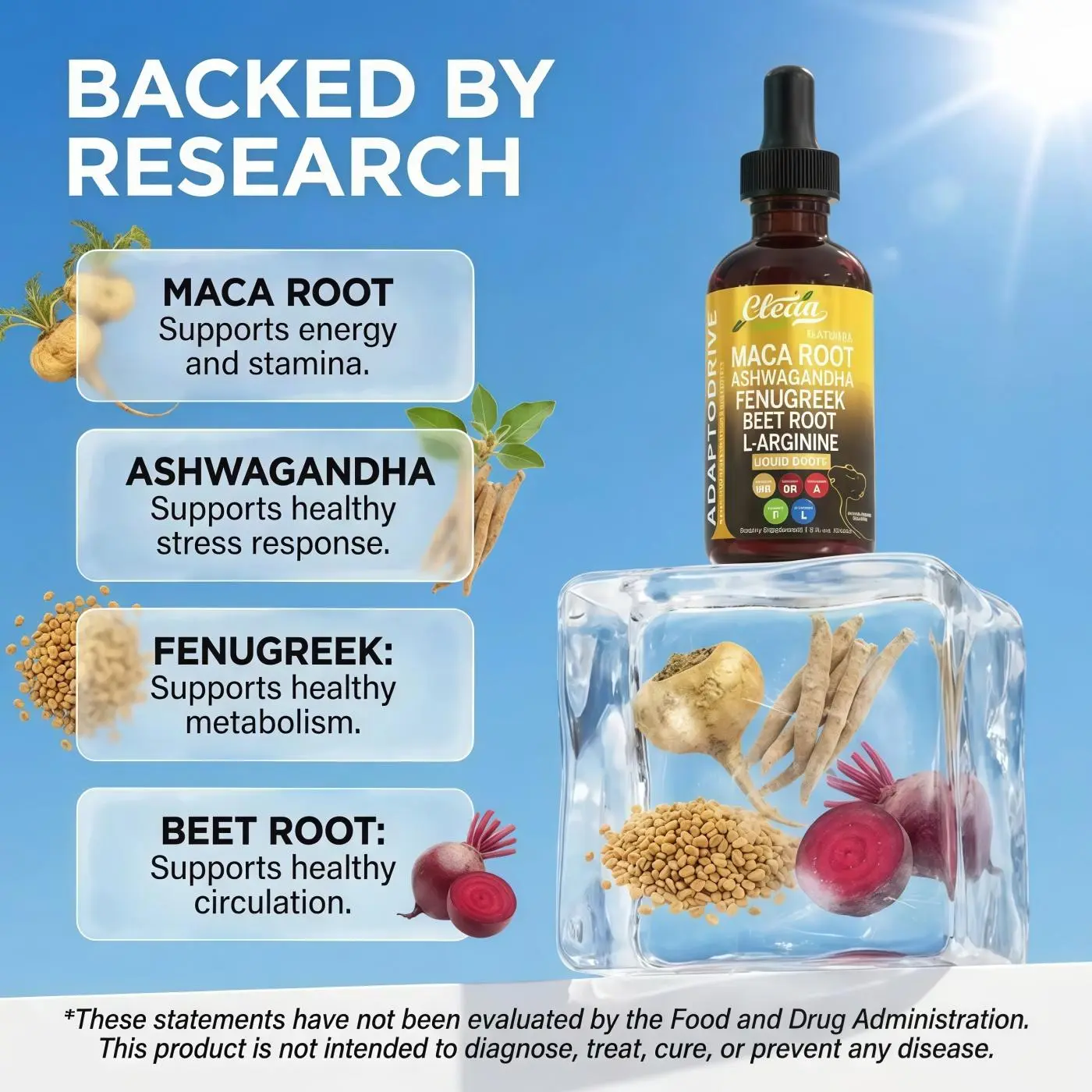 Clean Nutra Maca Root Drops for Women Ashwagandha, Fenugreek, Beet Root ...