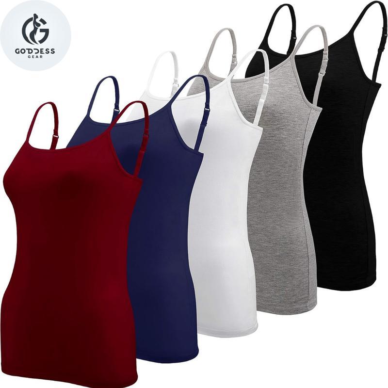 5-Pack Goddess Gear Women's Adjustable Spaghetti Strap Camisole - Soft ...