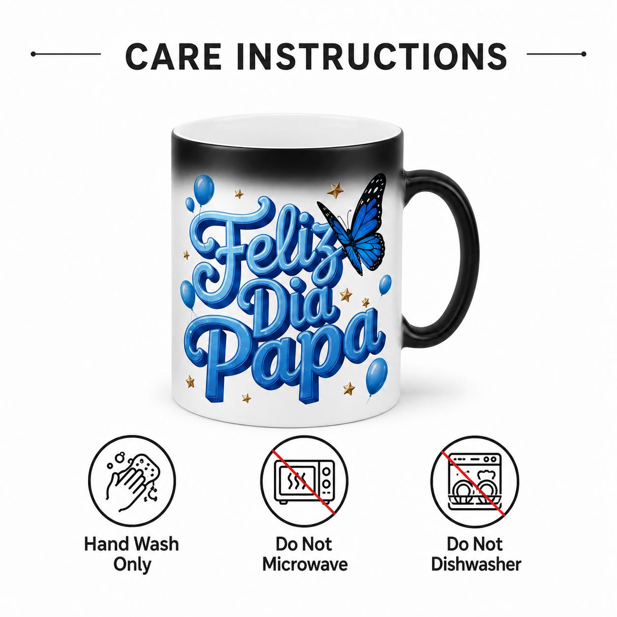 Color Changing Coffee Mug for Papa, Feliz Día Papá Spanish Dad Gift ...