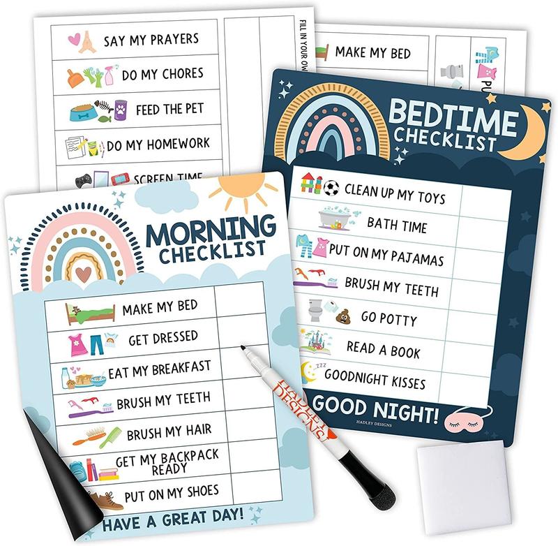 Boho Rainbow Daily and Nightly Routine Wall Charts