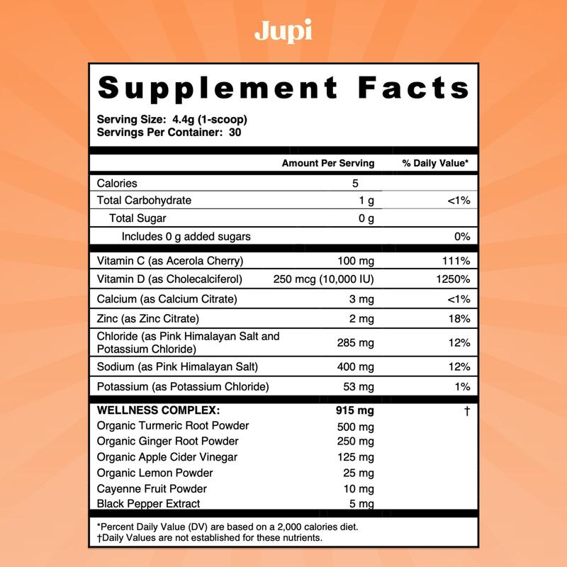 Jupi Wellness and Hydration Drink | Turmeric and Ginger Supplement with ...
