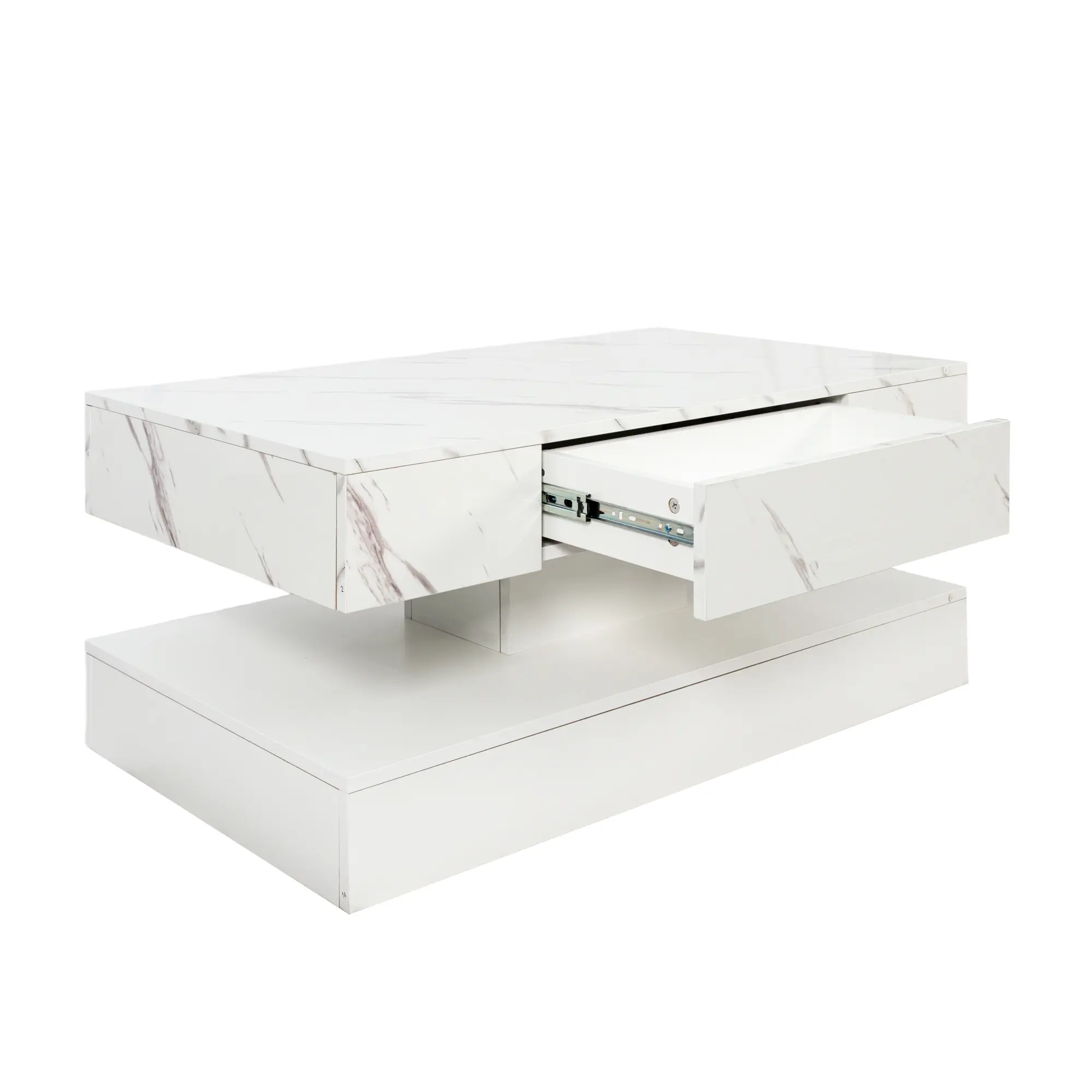 Modern LED Coffee Table 39.37x21.65x16.93IN, RGB Remote Control Lights ...