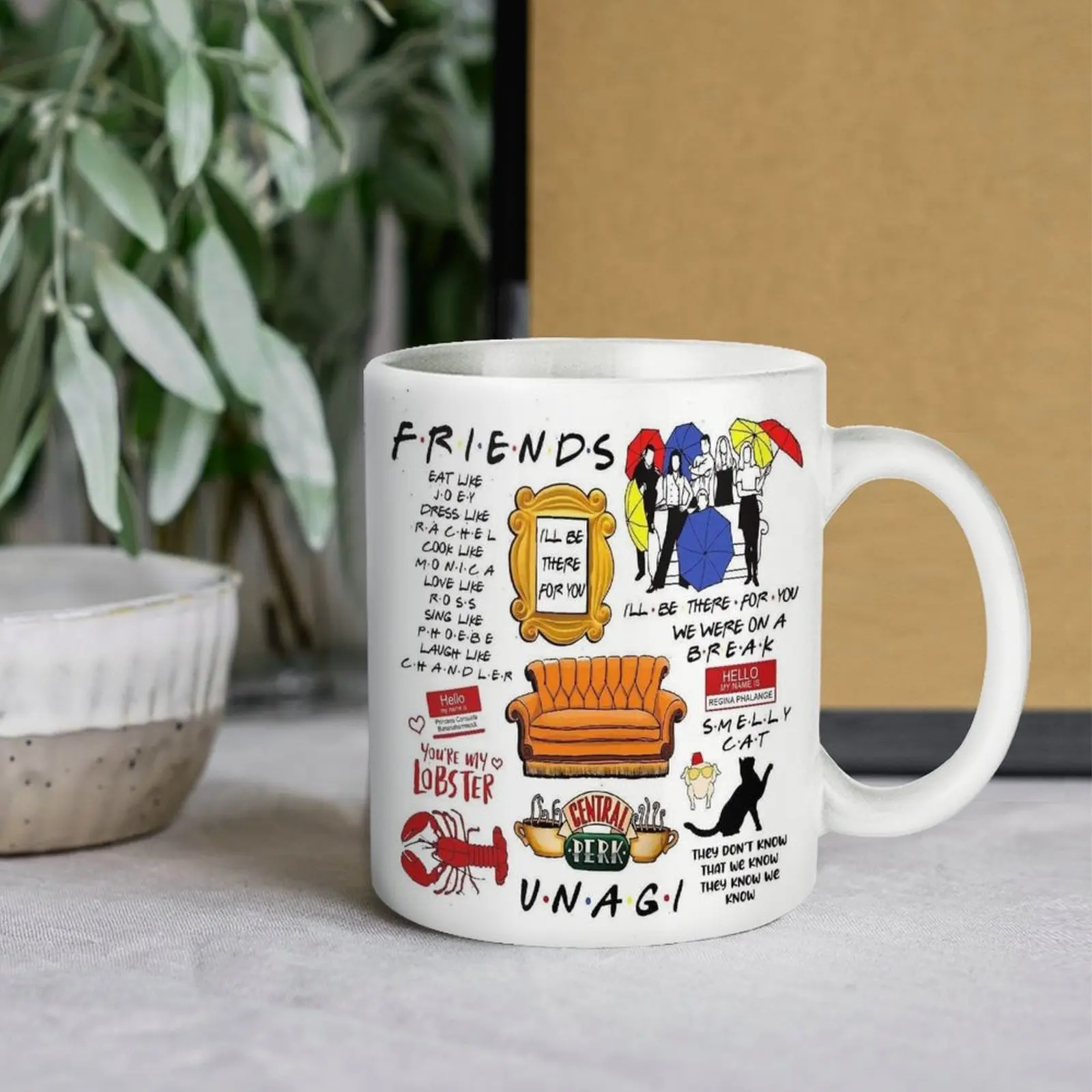 Friends TV Show Mug 11oz & 15oz, Iconic Art & Quote Collage Coffee Cup ...