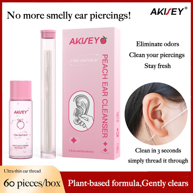 AKIESY Ear Hole Cleaning Thread, Peach-Scented Deodorizing Ear Cleaning ...