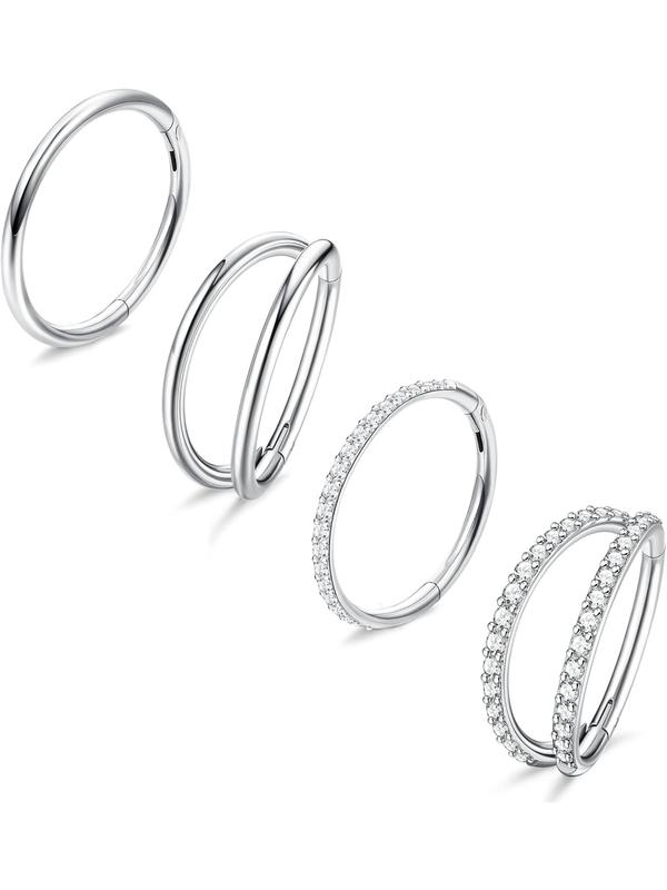 4PCS 18G Nose Rings Hoops, Surgical Steel Earrings Tragus Septum ...