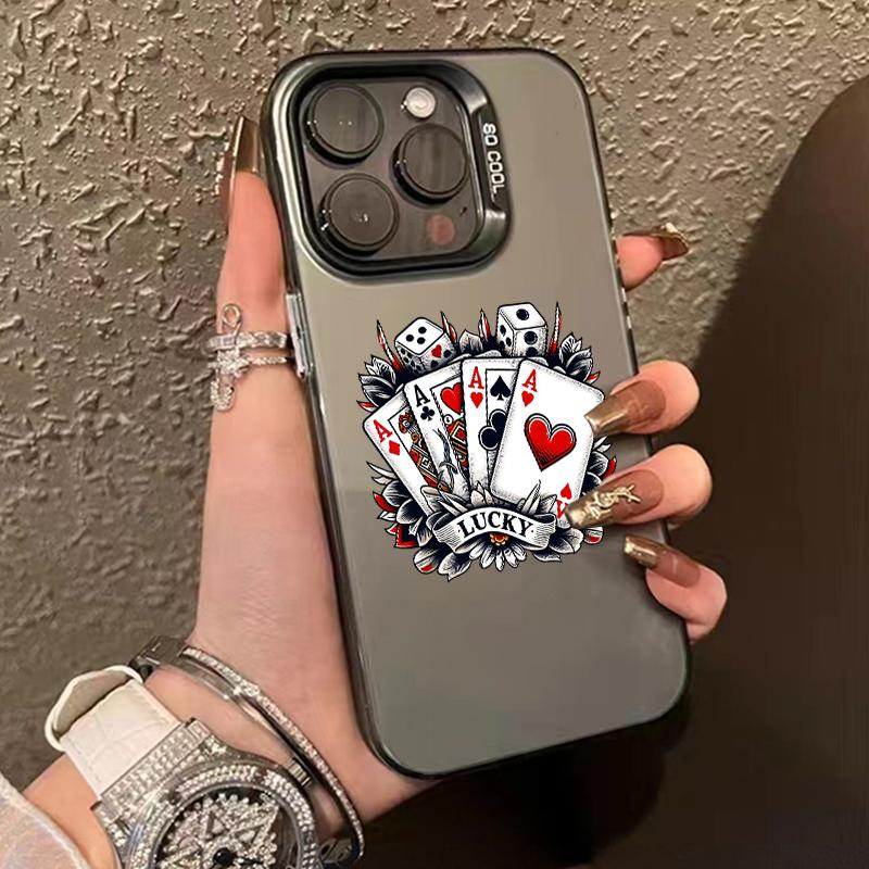 Retro Chic Poker Dice Art Pattern Phone Case for iPhone 16 15 14 Pro ...
