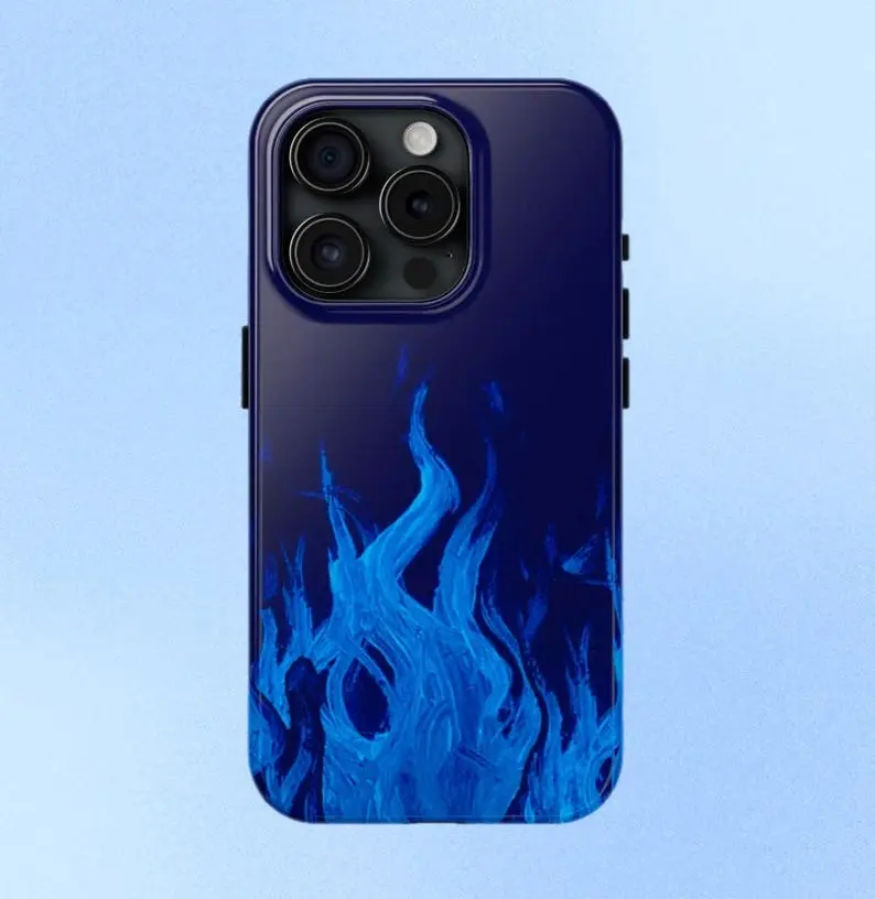 Blue Flame Phone Case Y2K Fire Pretty Grunge Gothic Gothic Cool Girl ...