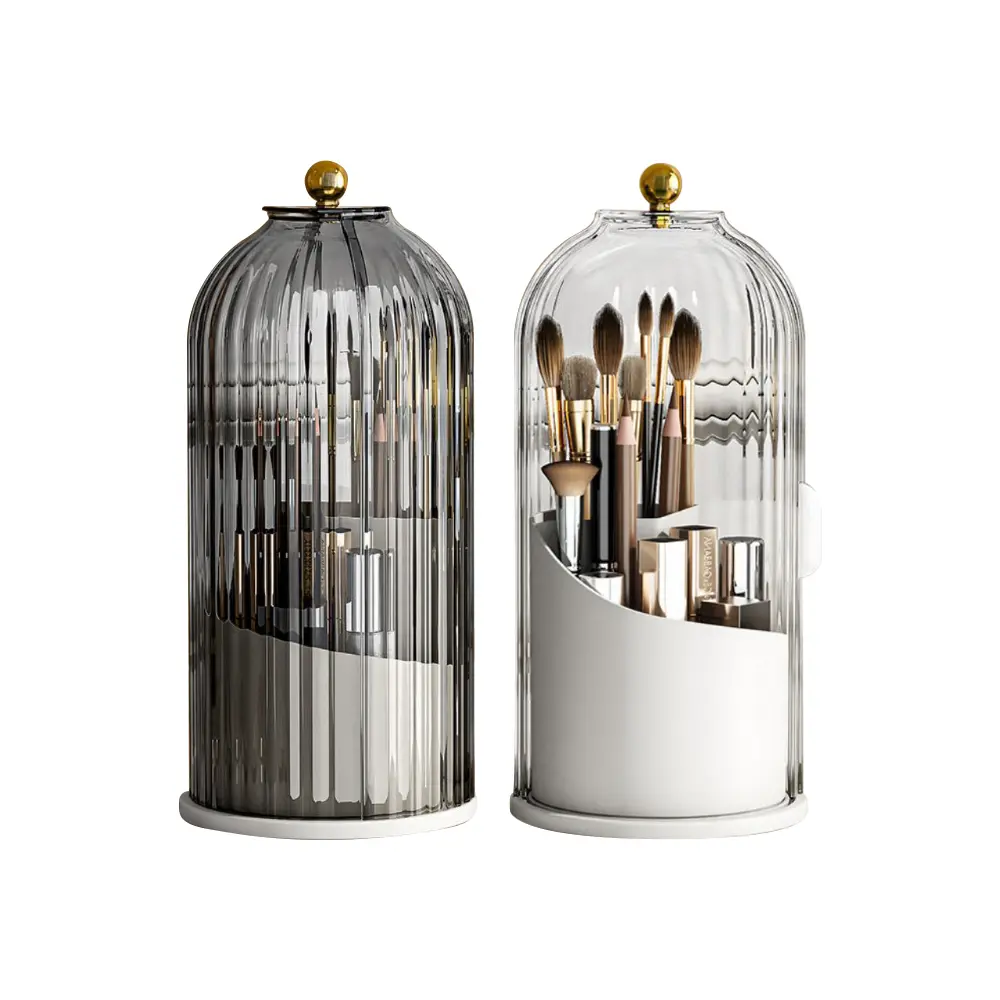 Rotating Cosmetic Brush Holder, Transparent Modern Birdcage Makeup ...